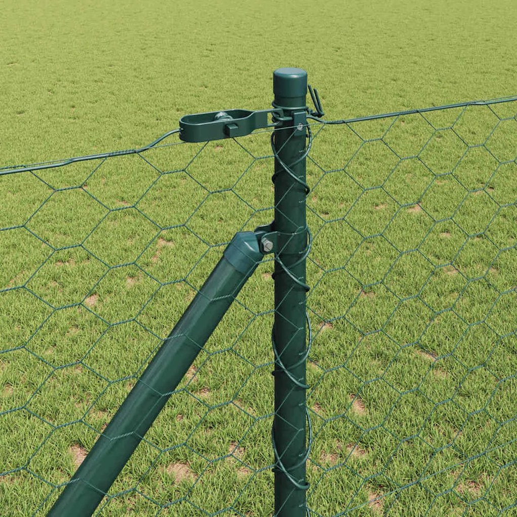 Hexagonální plot s podpěrou 50 x 1,4 m Ocel potažená PVC Zelená 3353141