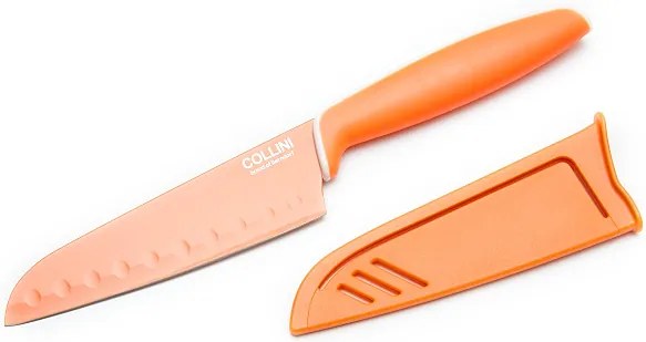 nůž kuchyňský  santoku Sandrik Berndorf  ocel čepel 13 cm teflonový Collini oranžový (0375163204)