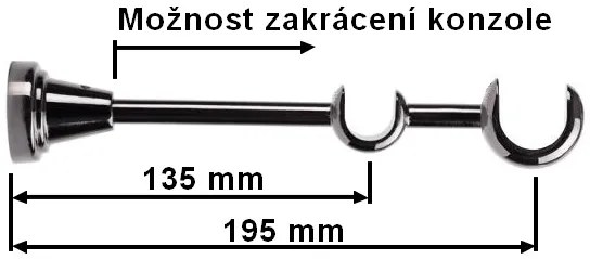 Garnýž kovová 380 cm dvouřadá - dvojitá 25 Koule Retro onyx