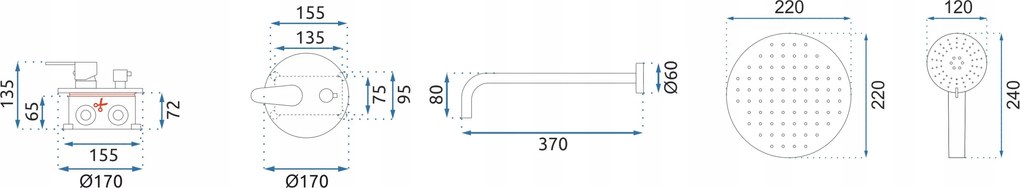 Sprchová podomítková souprava REA MILD - černá/rose gold