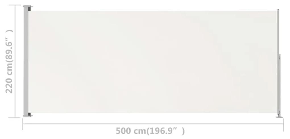 Zatahovací boční markýza 220 x 500 cm krémová,  313430
