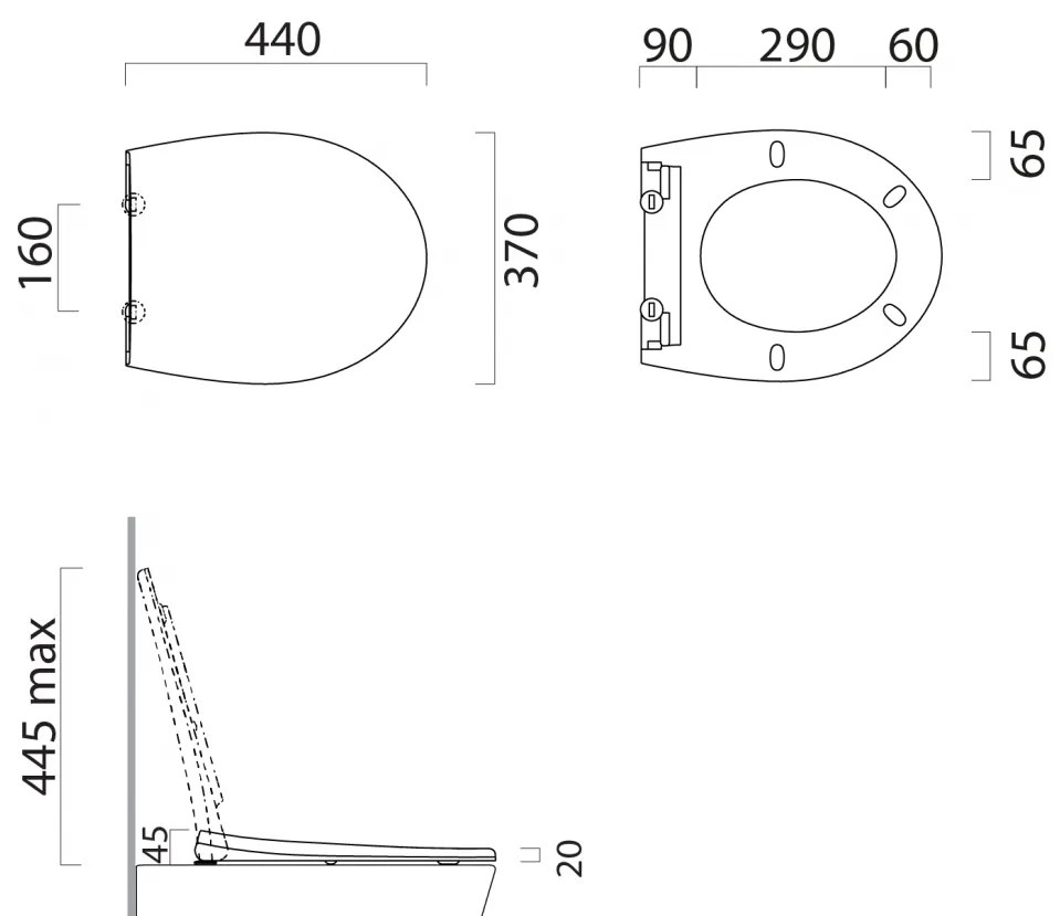 GSI MODO WC sedátko Soft Close, duroplast, černá mat/chrom MS98C26