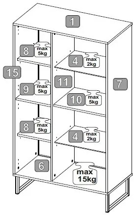 Vitrínová skříňka Cube, dub evoke/pískově šedá, s osvětlením