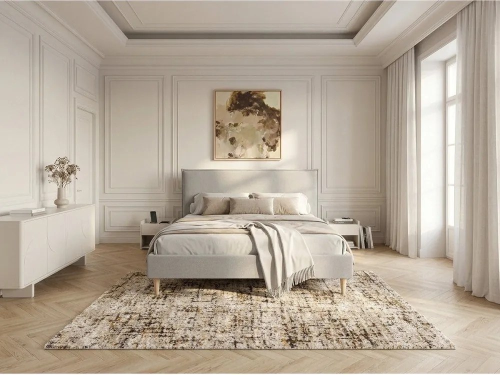 Světle šedá čalouněná dvoulůžková postel s roštem 160x200 cm Sary – Bobochic Paris