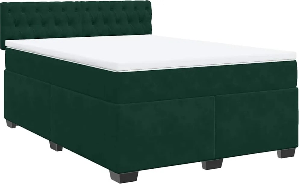 Box spring postel s matrací tmavě zelená 140x190 cm samet 3288615