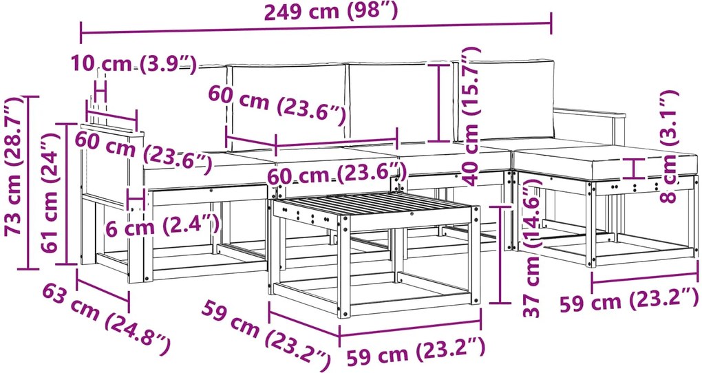 Venkovní pohovková souprava 6 ks Přirozená a Béžová Polyester 3385144
