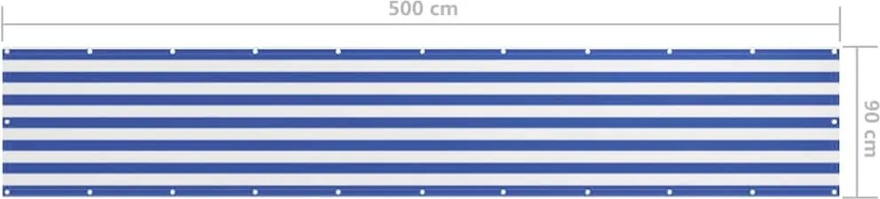 Balkónová zástěna bílá a modrá 90 x 500 cm oxfordská látka 134918