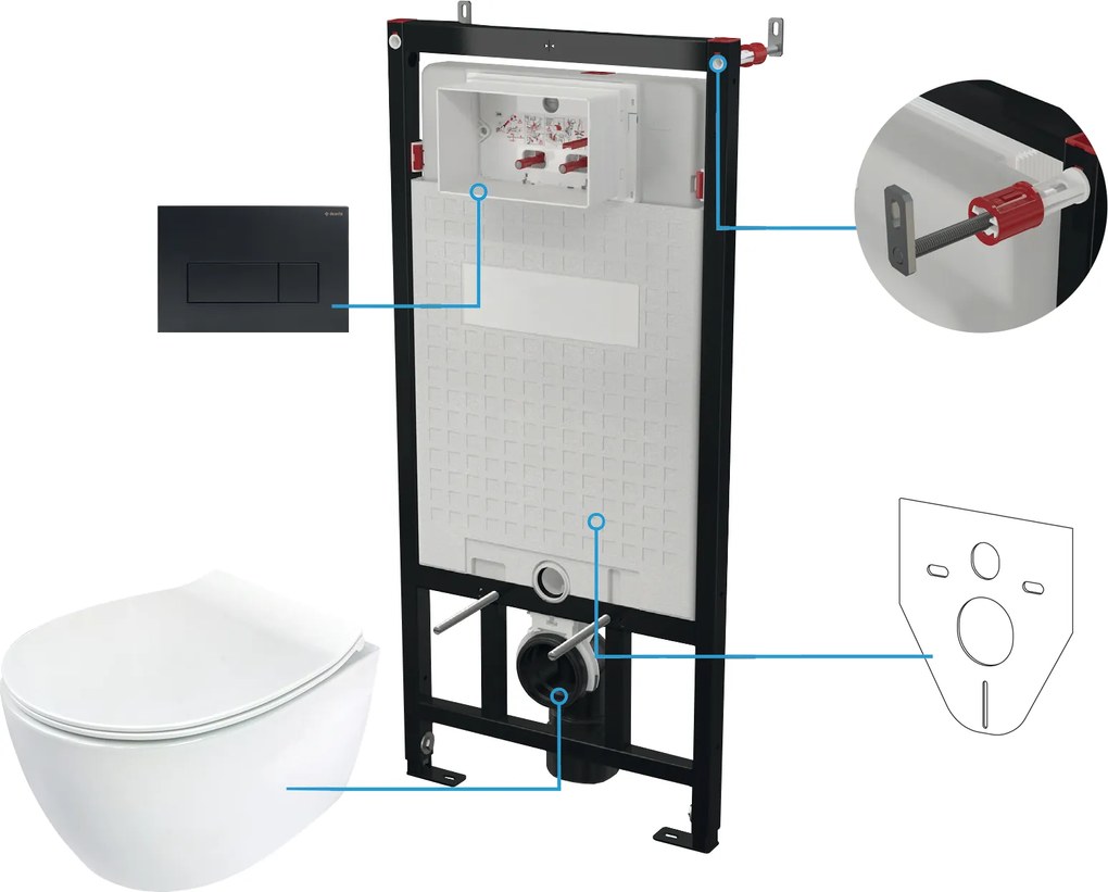 Deante WC set Silia 6v1, podomítkový systém + toaleta -