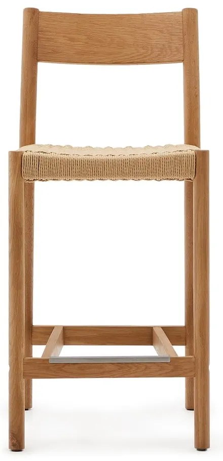 Barová židle z dubového dřeva v přírodní barvě (výška sedáku 65 cm) Yalia – Kave Home