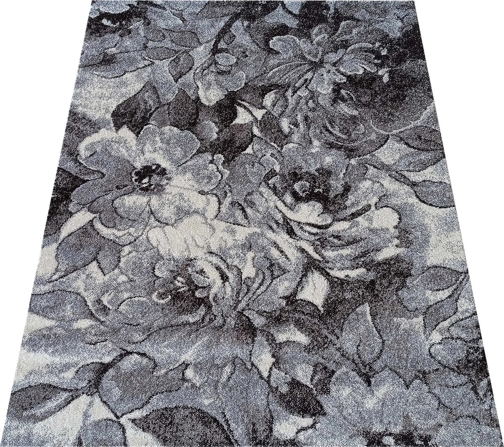 DY Šedý koberec s květinovým vzorem Panamero 16 Rozměr: 60x100 cm