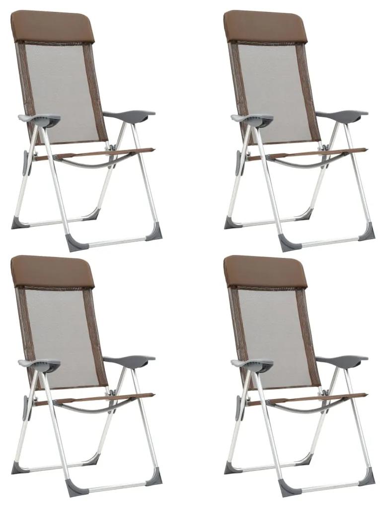 44311 vidaXL Skládací kempingové židle 4 ks hnědé hliníkové