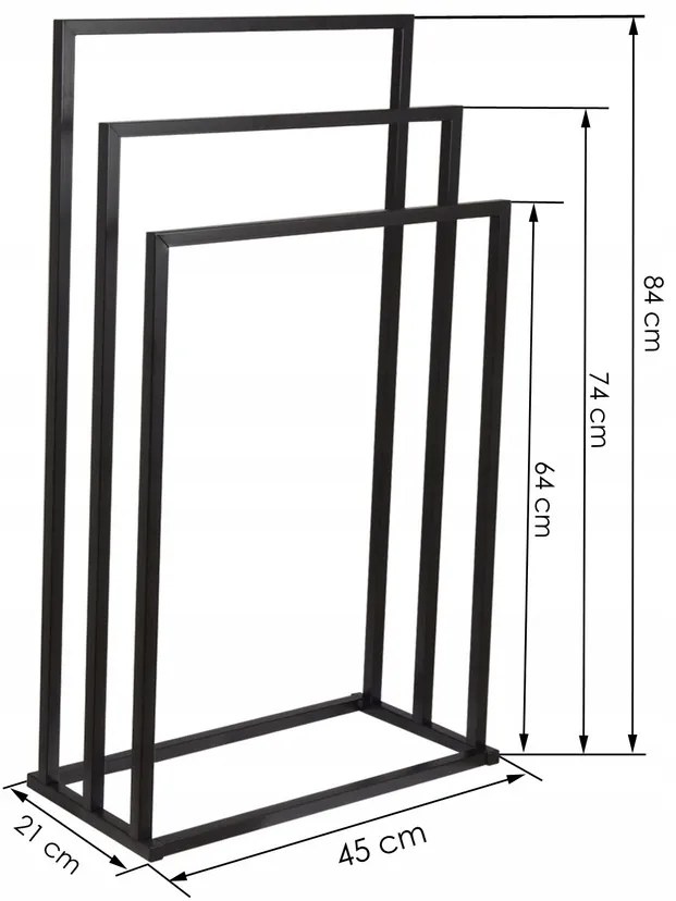 Stojan na ručníky - 3 ramenný - černý