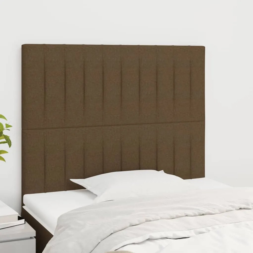 Čelo postele tmavě hnědé 90x5x118/128 cm látkové 3116555
