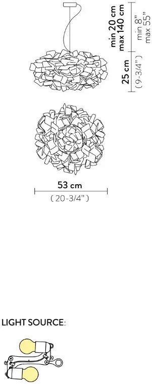 SLAMP CLISS00MNM01T00000EU Clizia Mama Non Mama Medium, designové svítidlo s čirým kabelem, 2x12W E27, prům. 53cm
