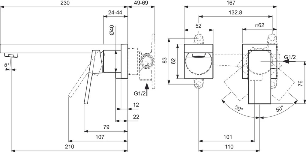 Ideal Standard Extra - Umyvadlová baterie podomítková, kartáčovaná zlatá BD510A2