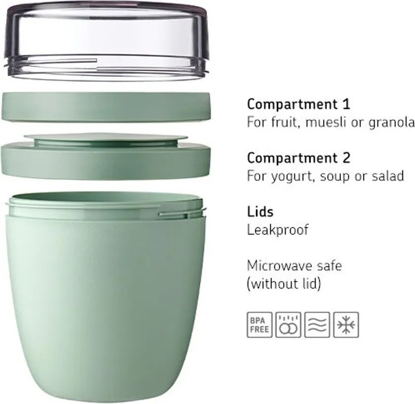 Dělený/na jogurt svačinový box 2 ks Ellipse – Mepal
