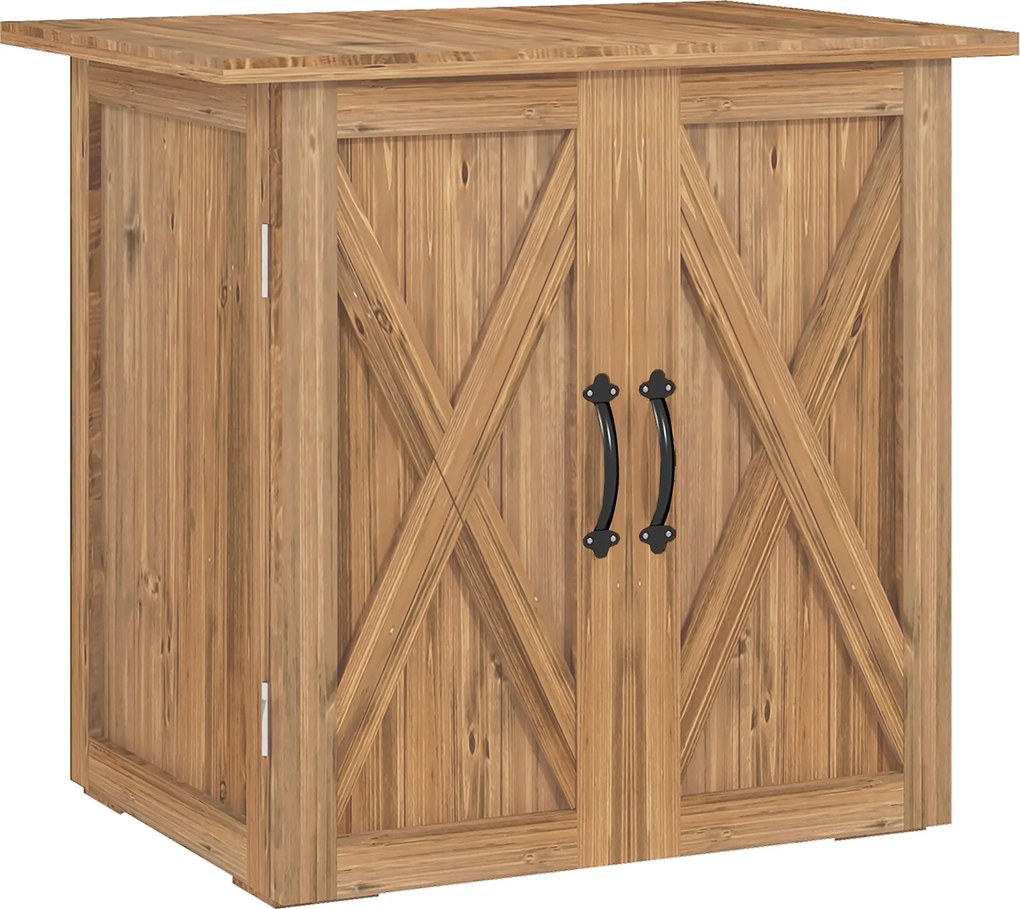 Dřevěná zahradní kůlna Outsunny, skříňka na nářadí, venkovní voděodolná kůlna na nářadí, kůlna s dvojitými dveřmi, víceúčelová skříňka pro zahradu a …