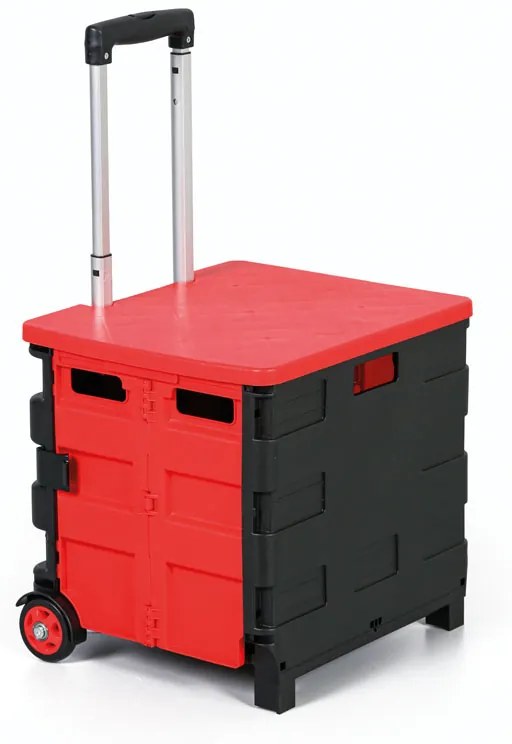 Skládací nákupní vozík 30L, nosnost 30 kg, 2 pevná kola