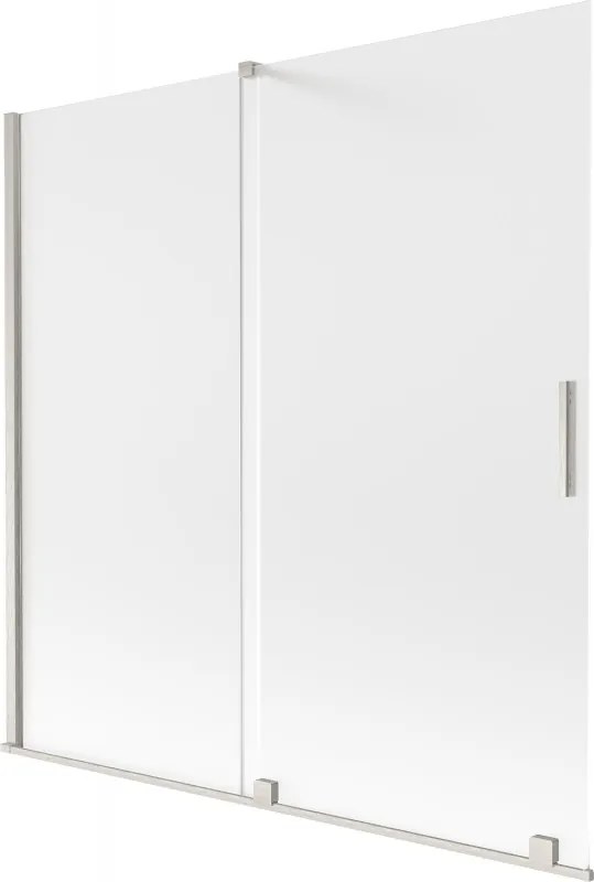 Mexen Velar, 2-křídlová posuvná vanová zástěna 160 x 150 cm, 8mm sklo námraza, broušená ocel, 896-160-000-31-97