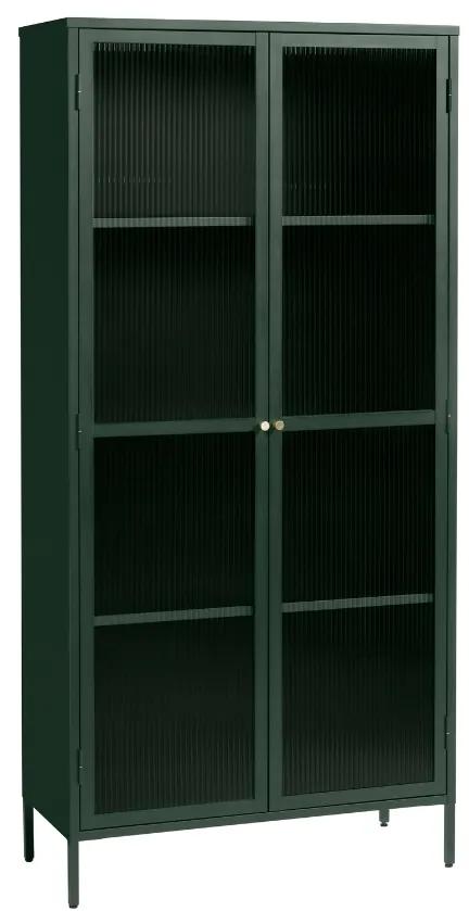 OnaDnes -20% Tmavě zelená kovová vitrína Unique Furniture Bronco 190 x 90 cm