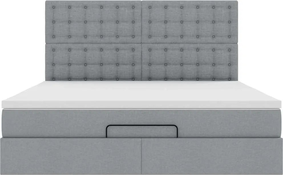 Osmanský rám postele s matrací světle šedá 160x200cm textil 3313334