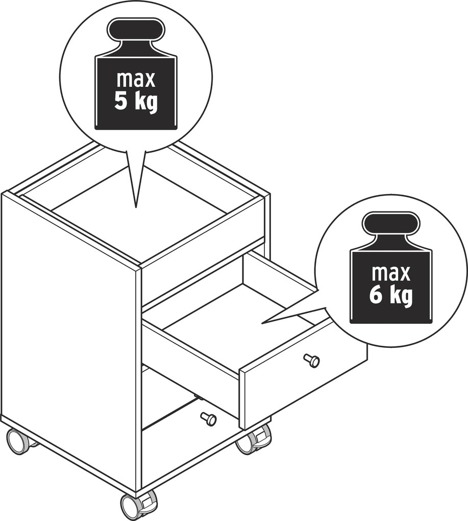 Tchibo - Pojízdný kontejner se zásuvkami - barva: bílá