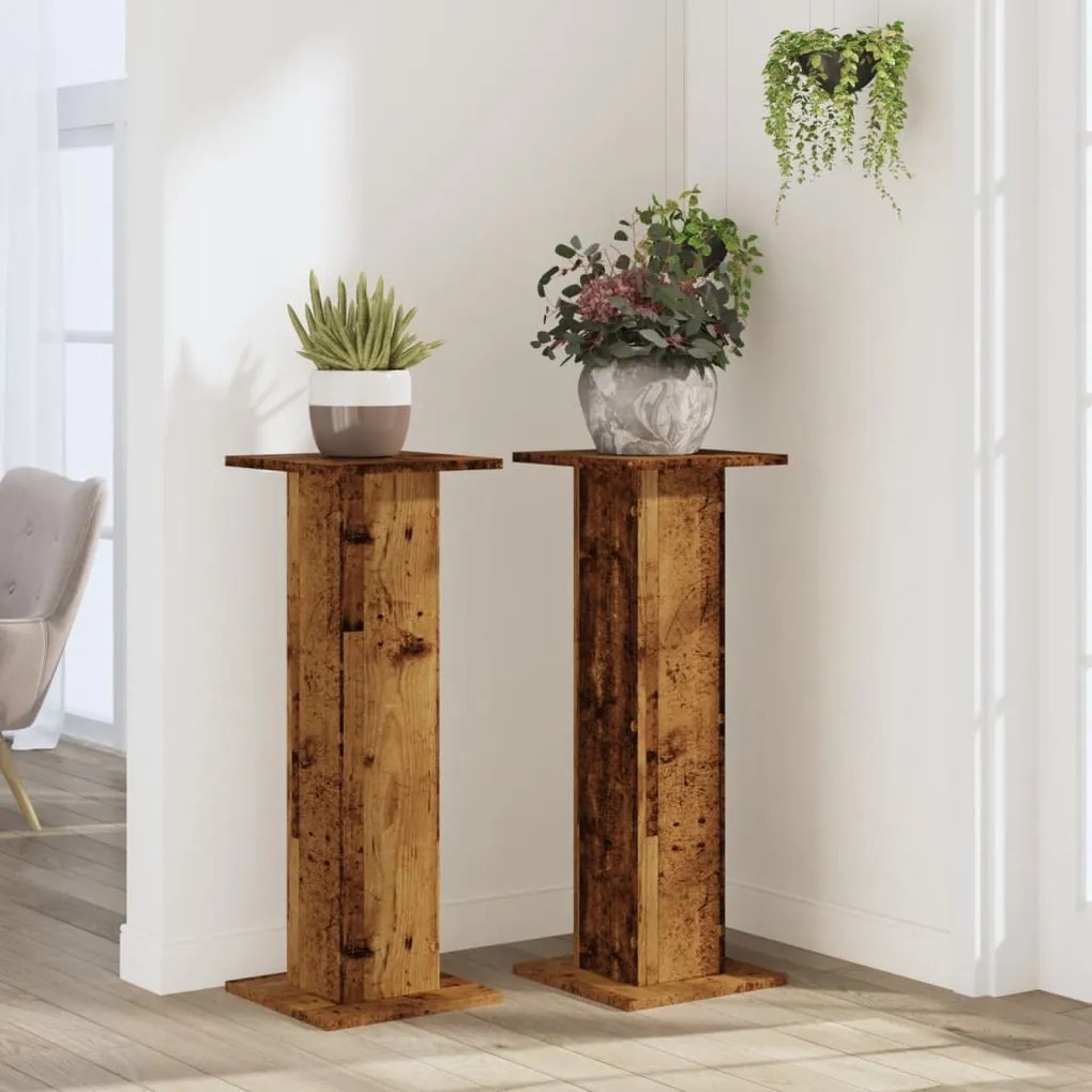 Stojany na rostliny 2 ks old wood 30x30x80 cm kompozitní dřevo 3307871