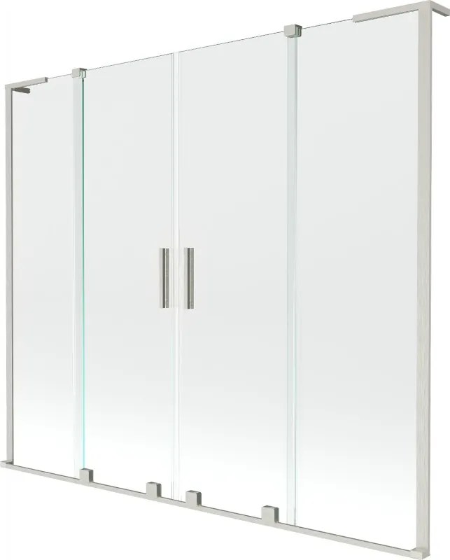 Mexen Velar L Duo, 2-křídlová posuvná vanová zástěna 170 x 150 cm, 8mm čiré sklo, broušená ocel, 896-170-003-02-97