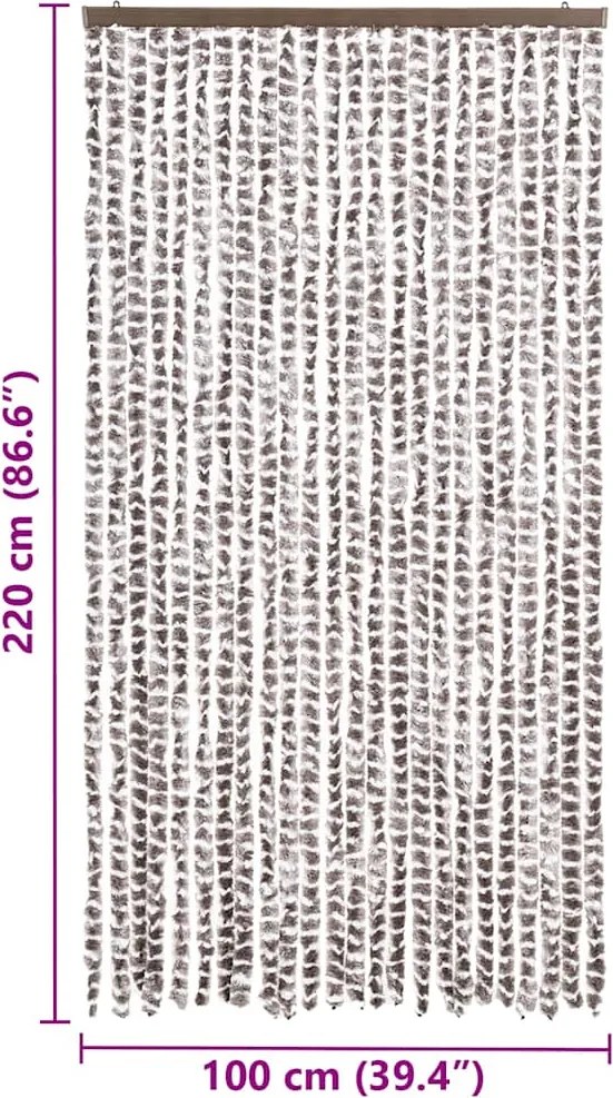 Závěs proti hmyzu taupe a bílý 100 x 220 cm Chenille 325462