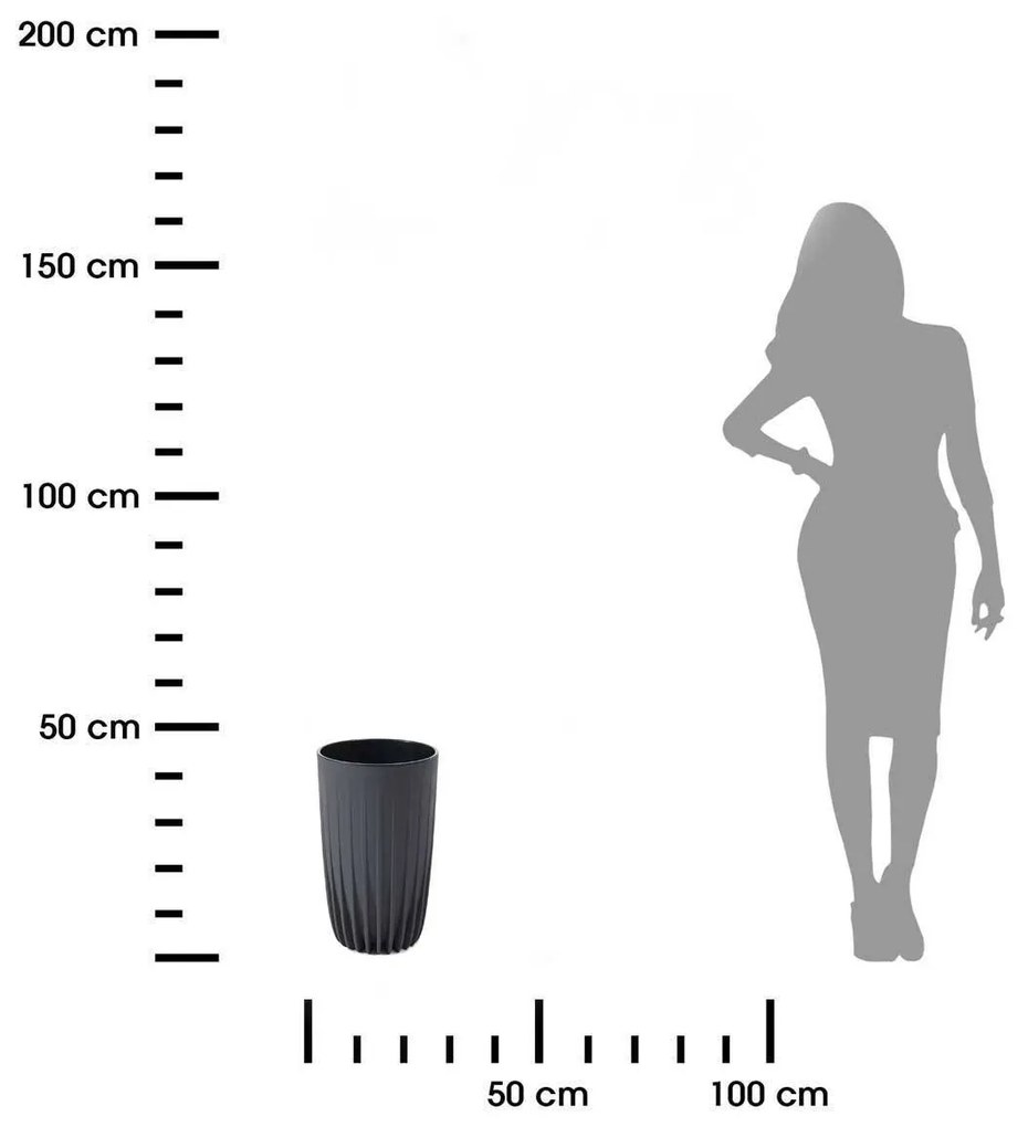 PLASTOVÝ KVĚTINÁČ STRIPPED ECO 42X25 CM ANTRACITOVÁ