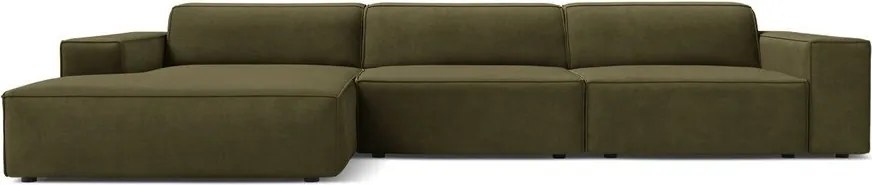 Khaki sametová modulární rohová pohovka (levý roh/s lenoškou) Jodie – Micadoni