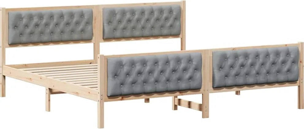 Rám postele Světle šedá 200 x 200 cm Masivní borové dřevo 3394268