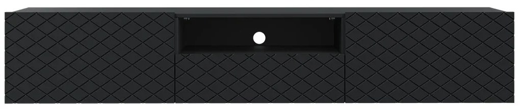 Závěsný TV stolek Scalia 190 cm s výklenkem - černý mat