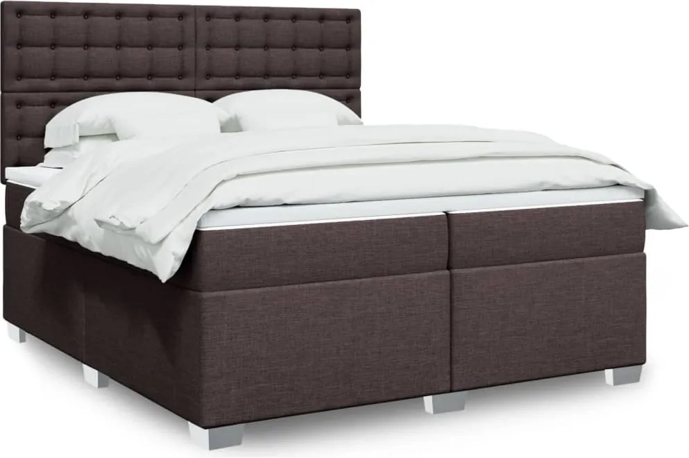 Box spring postel s matrací tmavě hnědá 200x200 cm textil 3290612