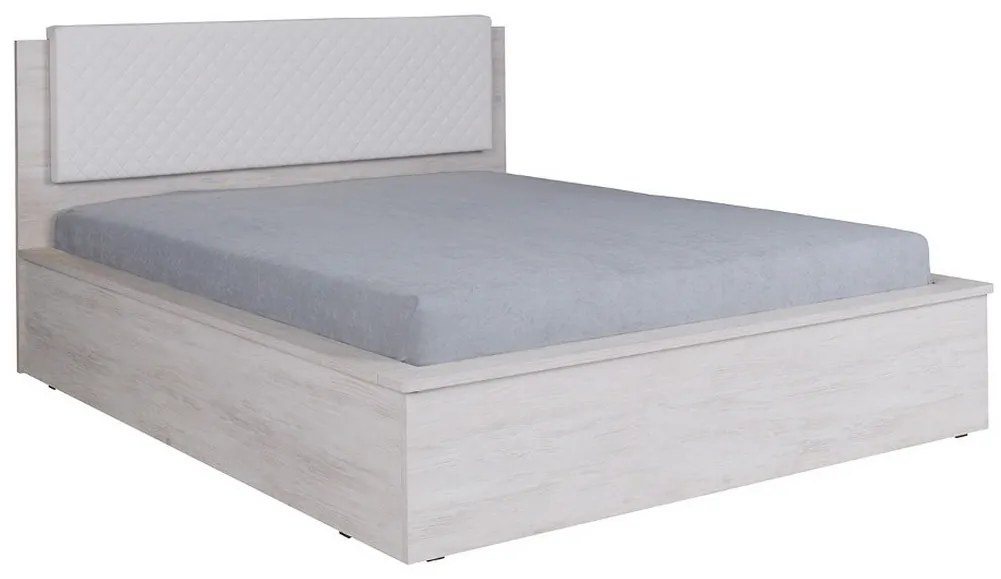 Manželská postel KOLOREDO + rošt + matrace DE LUX, 160x200, dub bílý/bílá