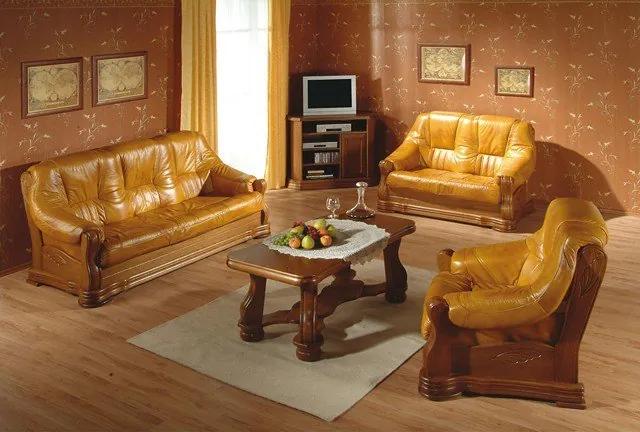 Casarredo - Komfort nábytek Trojmístná pohovka BOHUMILA kůže | potah: kůže Cappuccino,barva: moření 11