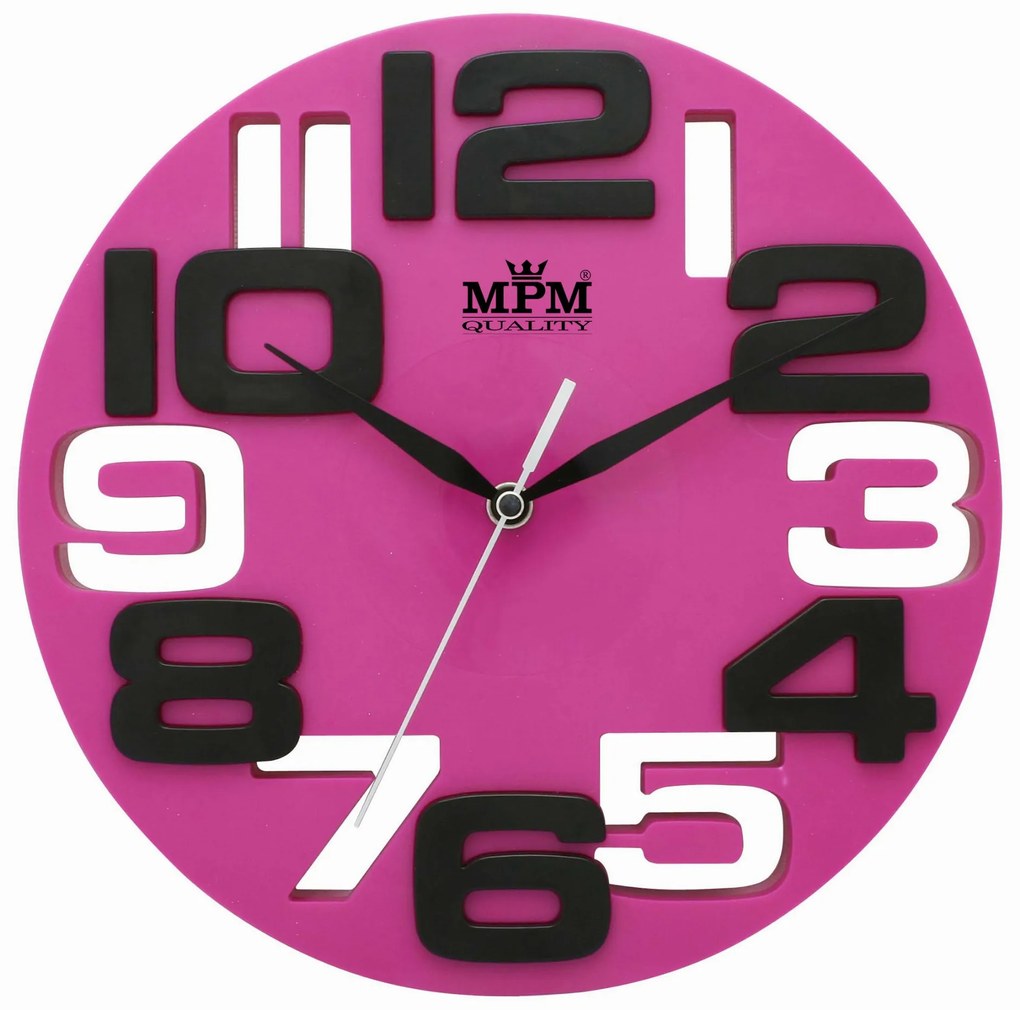 MPM Fialovo černé nástěnné dětské hodiny MPM E01.3064