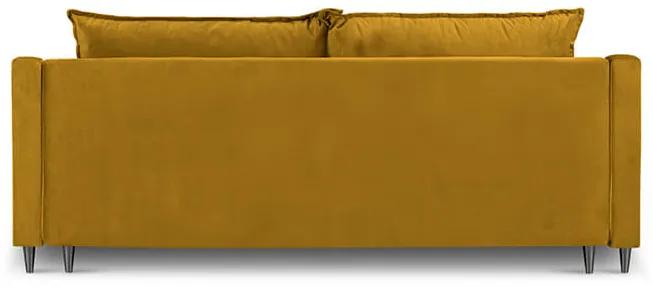 Třímístná rozkládací pohovka rutile 215 cm samet žlutá MUZZA