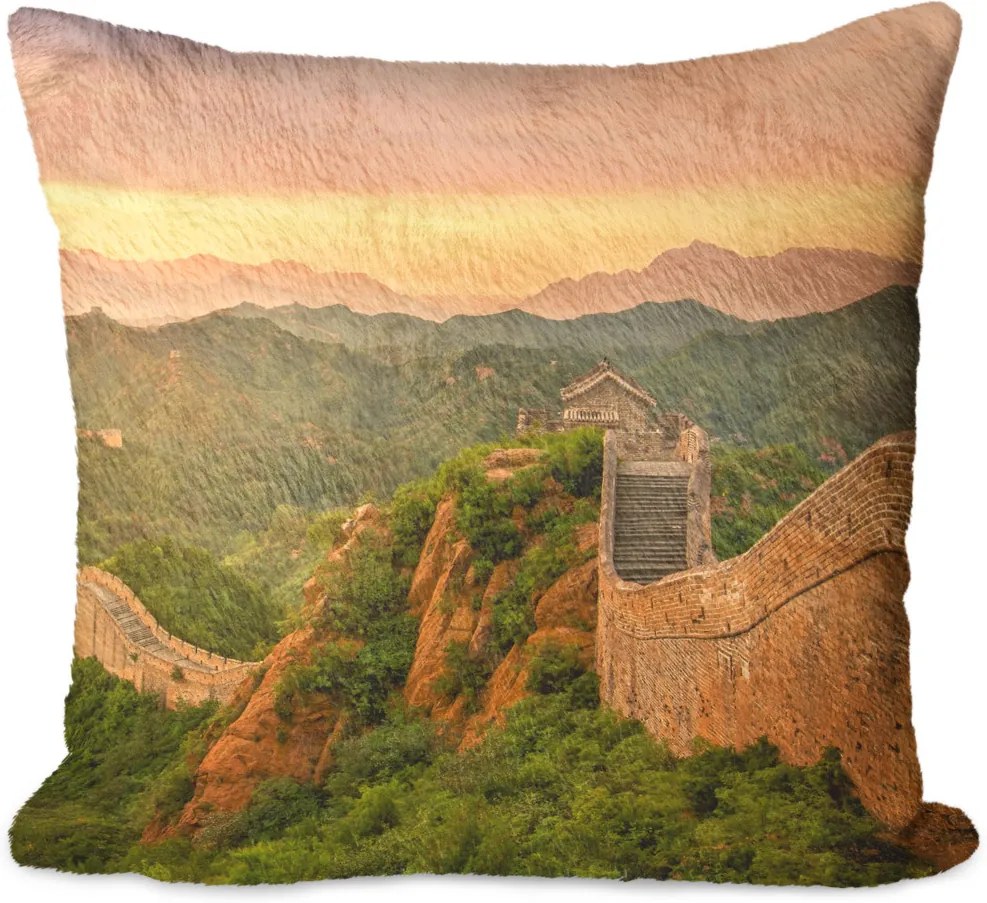 IMPAR Foto polštář Čínská zeď 40x40 cm (Velikost: 40 x 40 cm, Materiál: Mikroplyš)