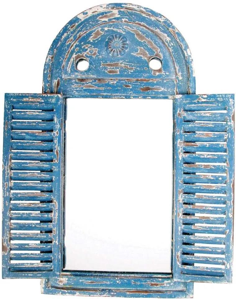 Esschert Design - zrcadlo francouzské okno, dřevěné modré