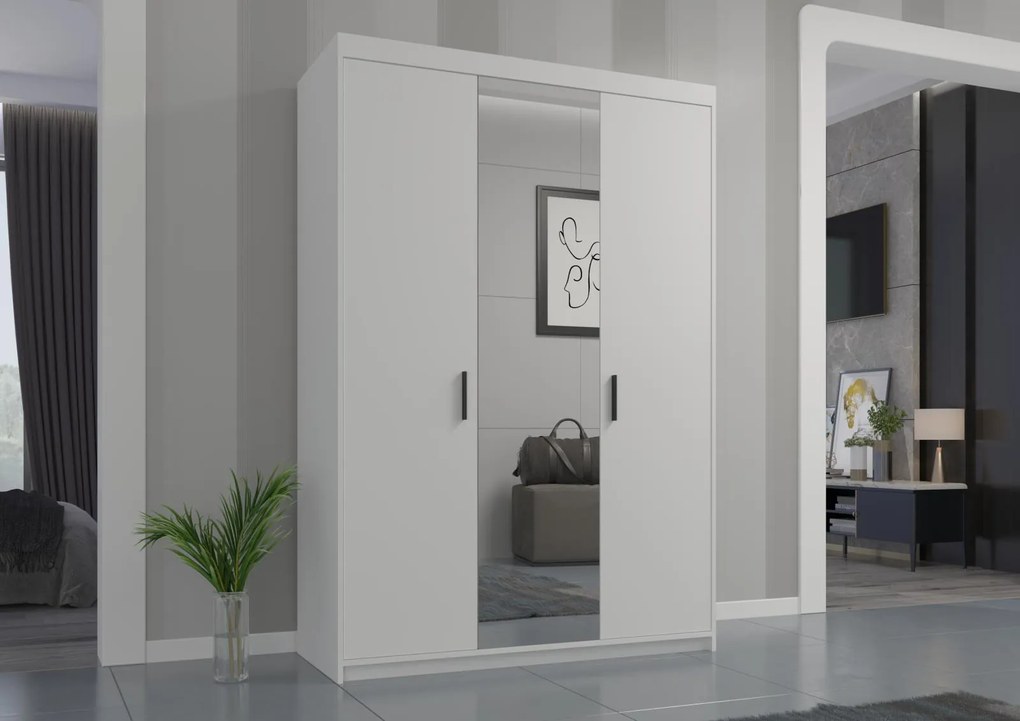 FN Skříň se zrcadlem Enja 3D bílá