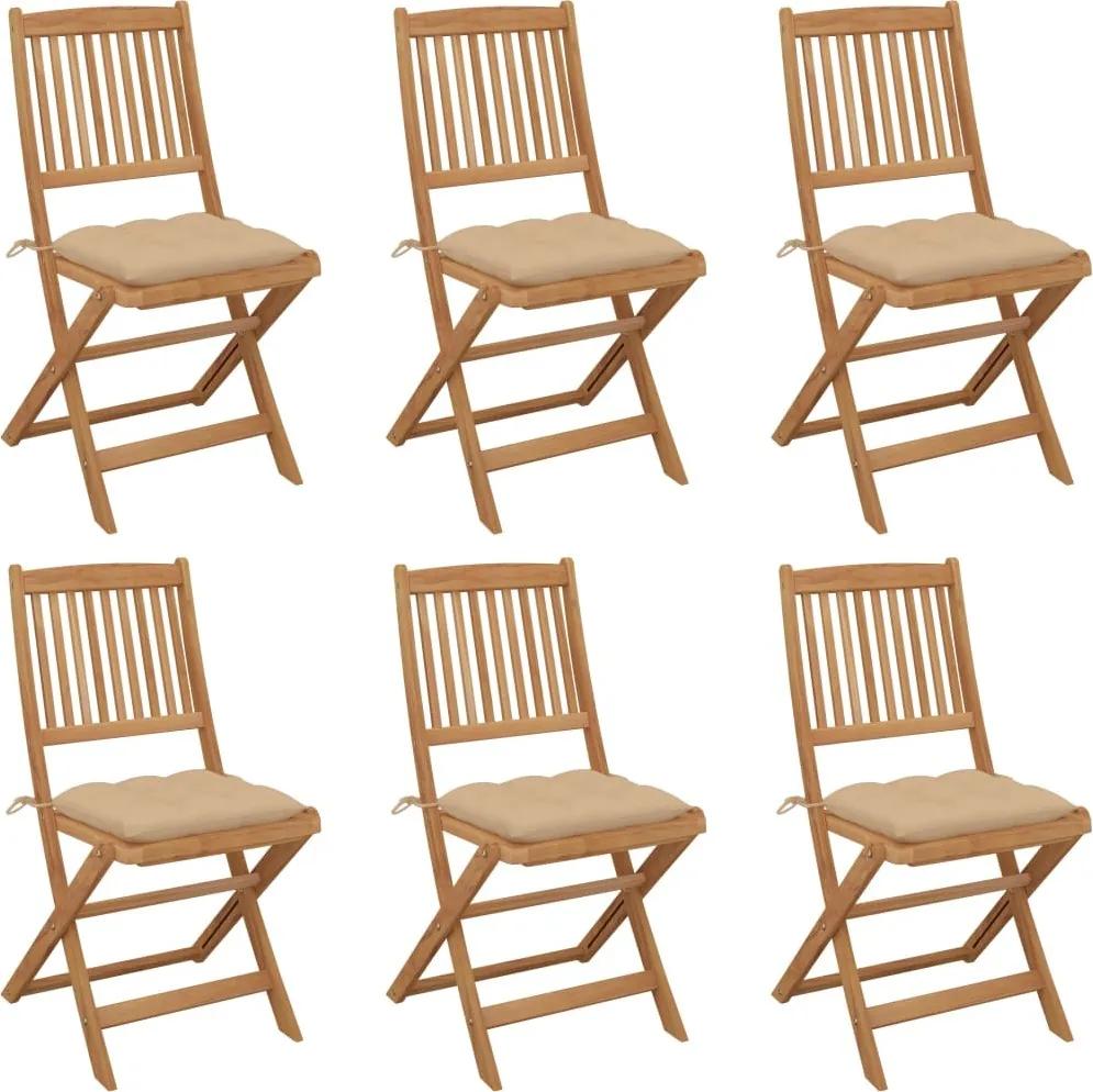 vidaXL Skládací zahradní židle s poduškami 6 ks masivní akácie [3075010] Barva: antracitová
