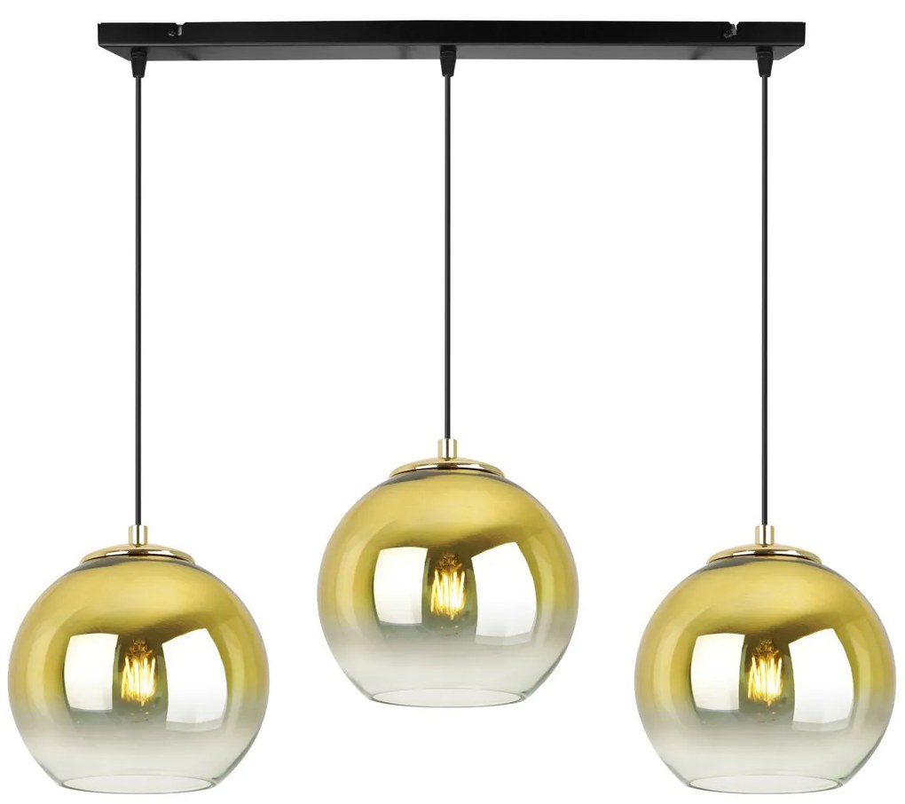 Závěsné svítidlo Bergen Gold, 3x zlaté/transparentní skleněné stínítko (fi 15cm)