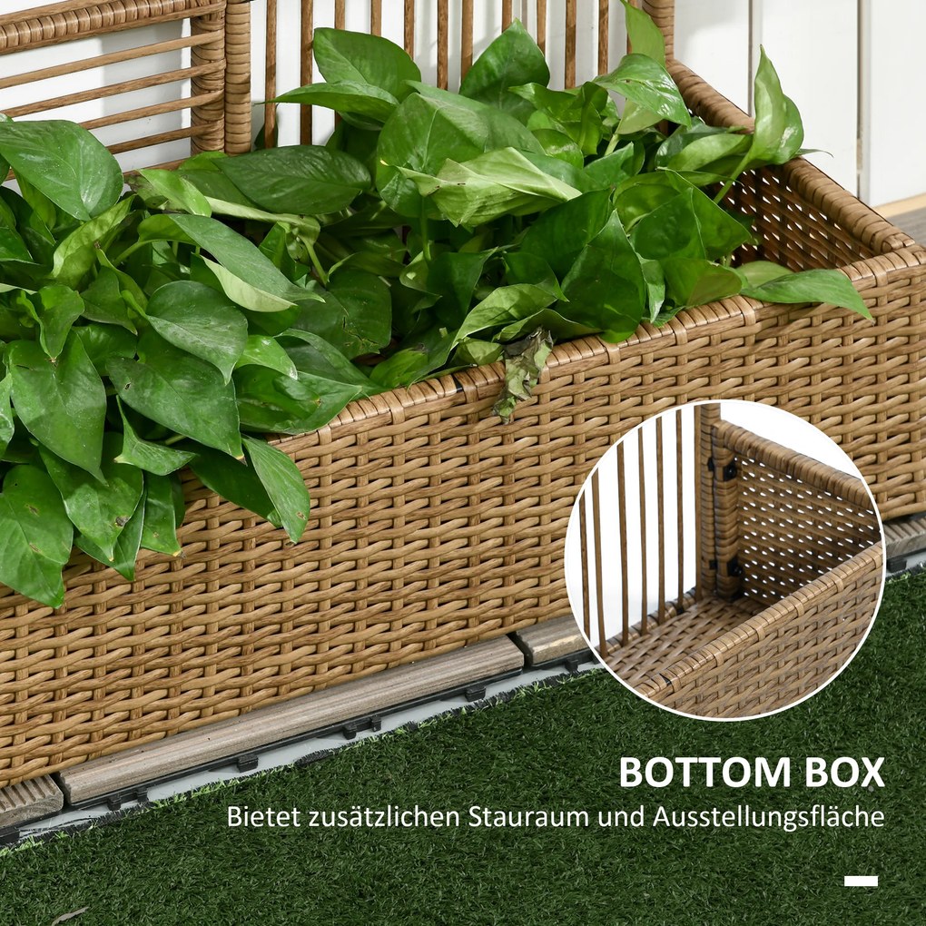 Outsunny polyratanový vyvýšený záhon s mříží, truhlík na květiny 103 x 29 cm, ideální pro zahradu a balkon, odolný proti povětrnostním vlivům a dekor…