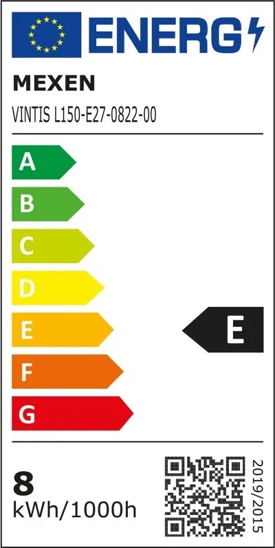 Mexen Vintis, LED filamentová žárovka E27, A60, 8 W, teplá bílá 2200K, čirá, L150-E27-0822-00
