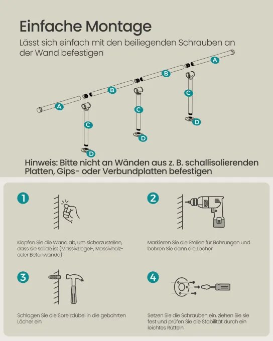 Nástěnný stojan na oblečení HSR104W01