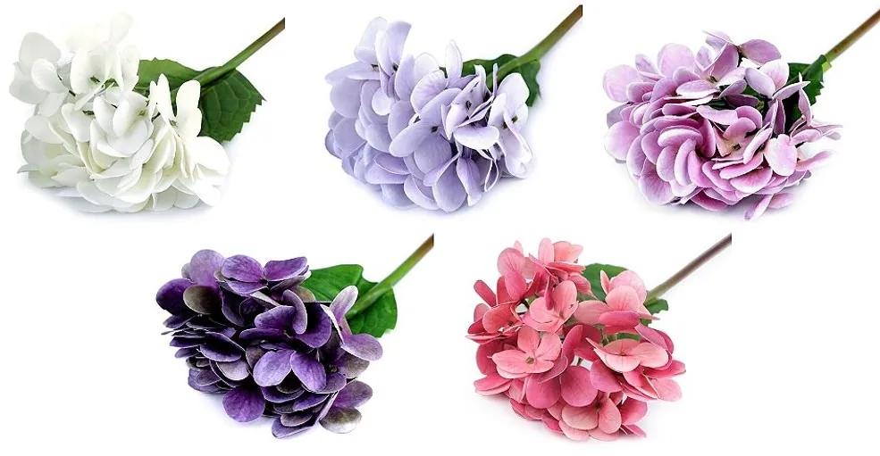 Umělá hortenzie velkokvětá k aranžování - 5 fialová lila