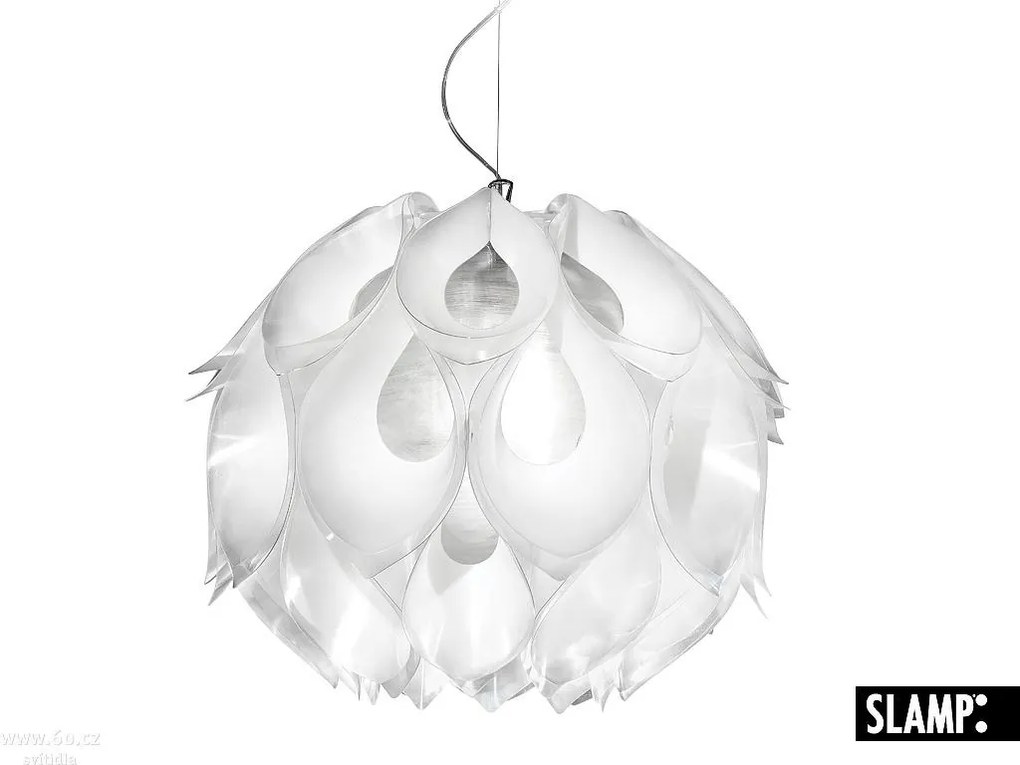 Slamp Flora medium, závěsná exotická rostlina s bílými lístky, 3x20W, prům. 50cm