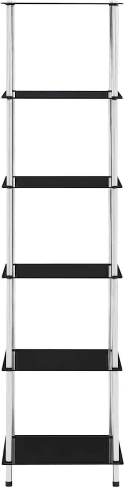 6patrová police černá 40 × 40 × 160 cm tvrzené sklo 249512