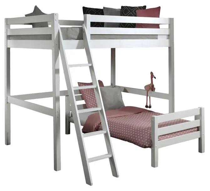 Bílá patrová dětská postel z borovicového dřeva PINO – Vipack
